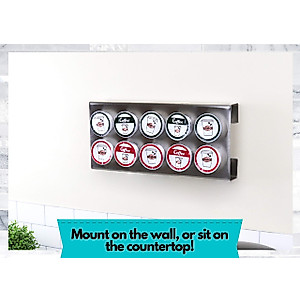 Polar Whale 2 Brushed Stainless Steel Coffee Pod Organizer Storage Tray Counter Stand or Wall Mount Compatible with Keurig K-Cup KCup for Kitchen Home Office Waterproof 12 x 5.25 Inches Each Holds 10