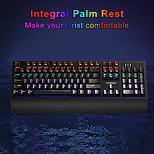 E-YOOSO Mechanical Keyboard, Mechanical Gaming Keyboard with Red Switches, 104 Keys, Wired Keyboard Mechanical with Rainbow Backlit & RGB LED Side Light, Linear Keyboard for Windows, Gaming, PC