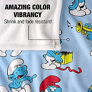 The Smurfs Blanket, 36"x58" Smurfs All Over Silky Touch Super Soft Throw Blanket