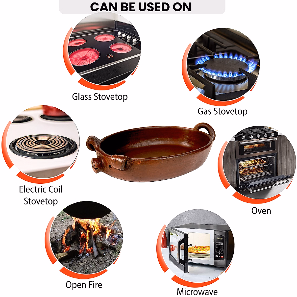 Ancient Cookware Pomaireware Clay Novelty Pig Faced Roasting Pan, 1.5 Quarts