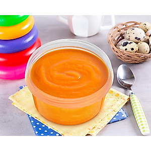 Ziliny Reusable 7 oz Plastic Containers with Lids Food Storage Jars Multicolor Stackable Containers Meal Prep Food Storage Jars, Freezer Microwave Safe(48 Pcs)