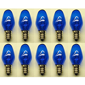 CEC Industries #7C7/TB/130V (Blue) Bulbs, 130 V, 7 W, E12 Base, C-7 shape (Box of 10)
