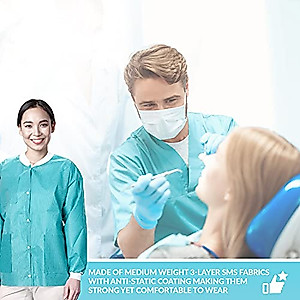 ValuMax 3530TEXS Easy Breathe Cool and Strong, No-Wrinkle, Professional Disposable SMS Hip Length Jacket, Teal, XS, Pack of 10