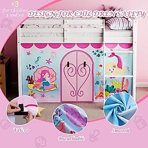 YRDKB Mermaid Bunk Bed Curtains - 45H Premium and Customizable Cartoon Loft Bed Curtains for Children to Enhance The Imaginative Creation Bedroom Curtains(3PCS,Twins)