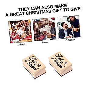 SEWACC Kids Toys 2pcs Christmas DIY Wooden Stamps Scrapbook Stamper Christmas Scrapbook Seal Stampers for Xmas Pattern Seal Delicate Seal Decorative Stamper Kid Toys