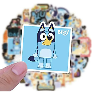 50 Cartoon Stickers Colorful Aesthetic VSCO Vinyl/PVC Waterproof Decals for Water Bottle, Hydroflask, Guitar, Luggage, Phone, Case, Laptop, Skateboard, Gift for Kids, Teens, Boys and Girls (Blue)