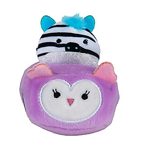 Squishville by Squishmallows Felicia in Carriage & Zeke in Car, Two 2” Soft Mini-Squishmallow Pandacorn and Zebra Plush, Plush Carriage and Car Vehicles, Irresistibly Soft Colorful Plush