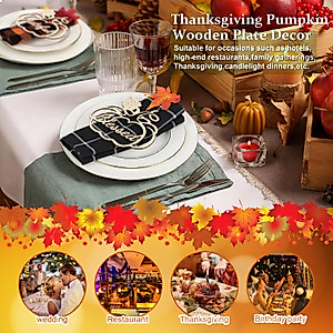 12 Pcs Thanksgiving Pumpkin Wooden Plate Decor Grateful Wood Cutouts Fall Autumn Thankful Blessed Favour Gather Party Place Card Table Settings Signs for Farmhouse Dining Table Holiday Harvest