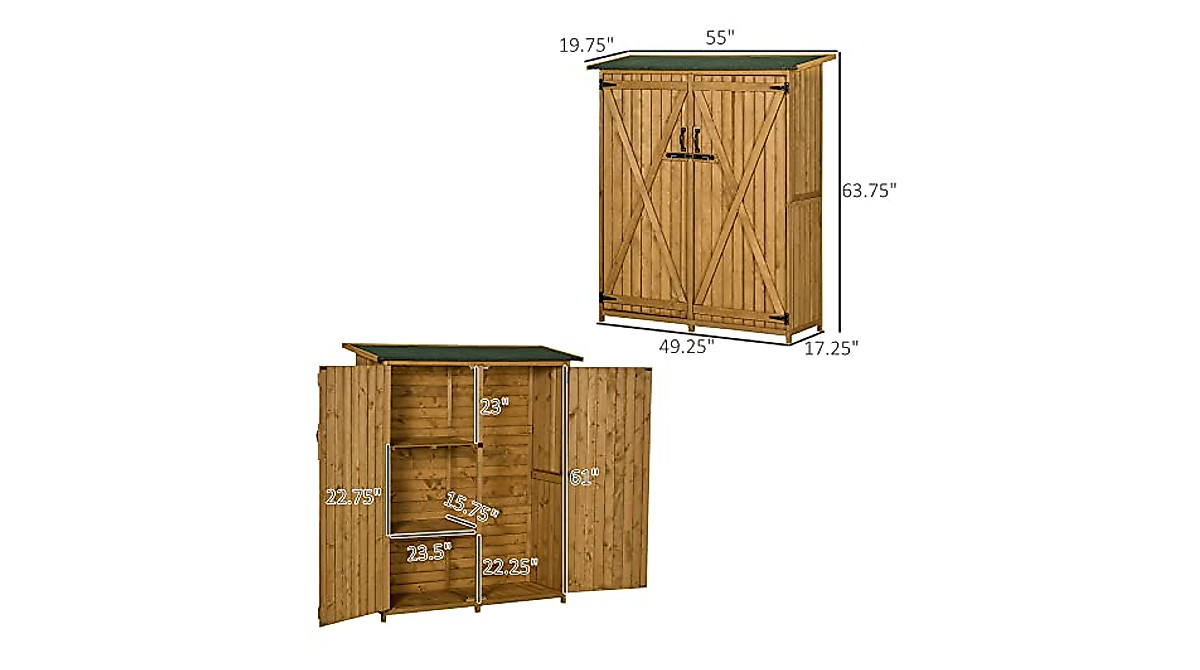 Outsunny Wooden Garden Shed - Durable Outdoor Storage