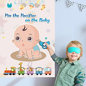 T-Antrix Pin The Pacifier on The Baby Game -Baby Shower Party Games with 21'' x 28'' Poster, Reusable Pacifiers Party Supplies for Kids Birthday Party Favor Sets