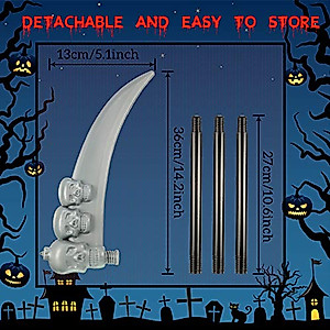 Halloween Cosplay Scythe Staff Prop with Skull Imitation Grim Reaper Scythe Plastic Skull Sickle Costume Dress up Accessories