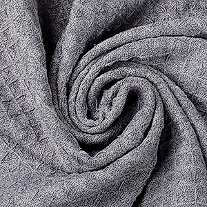 KLNYOO Microfiber Waffle Weave Kitchen Dish Cloth Thick Dish Rags Washcloths Quick Drying Ultra Absorbent Dish Towels 16inch X 19inch 3 Pack (Grey)