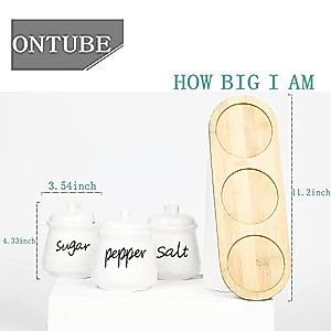 ONTUBE Porcelain Condiment Pots Set of 3 with Tray 12oz White