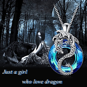 Plesitep Dragon Necklace Sterling Silver Wyvern Necklace with Crystal Jewelry Gift for Women