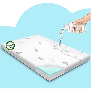 Home4me Pack and Play Mattress 38" x 26" x3'', Dual Sided Mini Crib Mattress, Waterproof Memory Foam Playpen Mattresses, Toddler Mattress Pad with Removable Washable Cover for Cribs and Toddlers