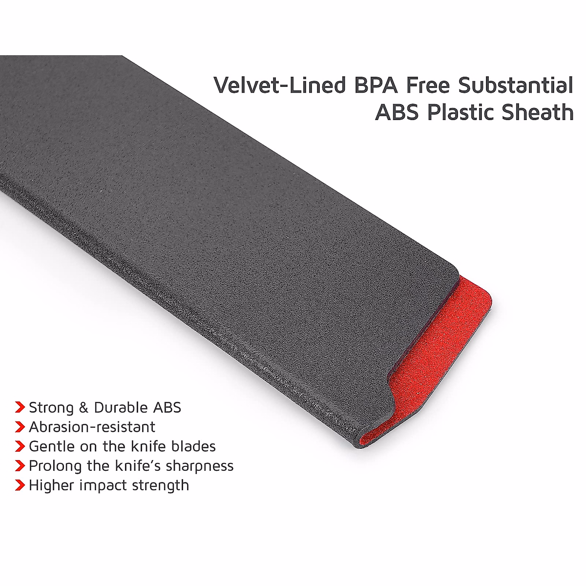 WELLSTAR Knife Edge Guards Set, 8 Piece Universal Blade Covers, BPA Free ABS Protective Blade Sheaths, Non-Scratch Felt Lining Kitchen Knives Covers (Knives not included)