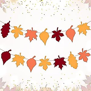 KatchOn, Felt Leaf Garland for Thanksgiving Decorations - 10 Feet, No DIY | Felt Fall Garland for Fall Decorations for Home | Fall Leaf Banner Garland, Felt Leaves Garland | Thanksgiving Banner