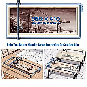 SCULPFUN S9 Laser Engraver with S9 Expansion Kit for Extension to 410 x 950mm, 90W Effect High Precision CNC Laser Cutter and Engraver Machine, Deep Cutting for 15mm Wood