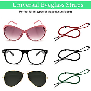 AugLifers Eyeglasses Holder Straps Cord, Sunglasses Strap Adjustment for Men Women, Anti-slip Sports Eyewear Retainer Lanyards 5PCS