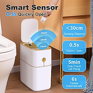 JUDRDO Kitchen Trash Can with Lid Soft Close, 13Liter /3.5 Gallon Automatic Garbage Can, Small Trash Can for Bathroom Bedroom Office Home Warehouse Appartment