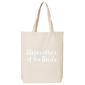 Stepmother of the Bride Cotton Canvas Tote Bag in Natural - One Size