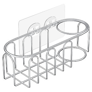 stusgo Sponge Holder, 2 in 1 Sink Sponge Holder for Kitchen Sink, Adhesive Kitchen Sponge Holder, SUS304 Stainless Steel Rustproof Sink Caddy, Kitchen Sponge Caddy Sink Organizer No Drilling