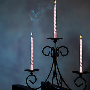 10 Inch Pink Taper Candle, Set of 12,Tapered Candle Burn for 8 Hours, Long Candle Sticks,Tall Candlesticks, Taper Spiral Candles, Dinner Candle Party, Wedding, Halloween (25cm, Pink)