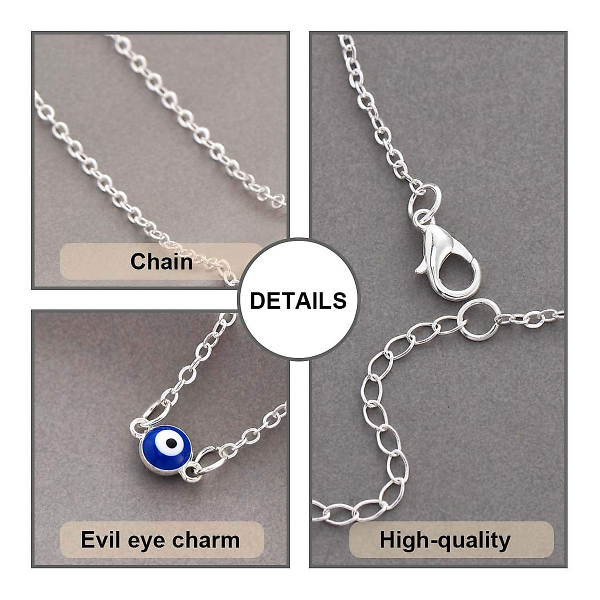 CLOACE Evil Eye Pendant Necklace Chain Necklaces Fashion Jewelry Gift for Women(Silver)
