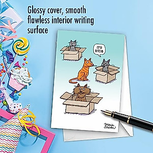NobleWorks - 1 Happy Birthday Cartoon Greeting Card - Funny Notecard with Envelope, Comic Stationery - Bring Your Own Box C7278BDG