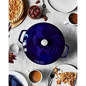 Staub Cast Iron 3.75-qt Essential French Oven Rooster - Dark Blue, Made in France