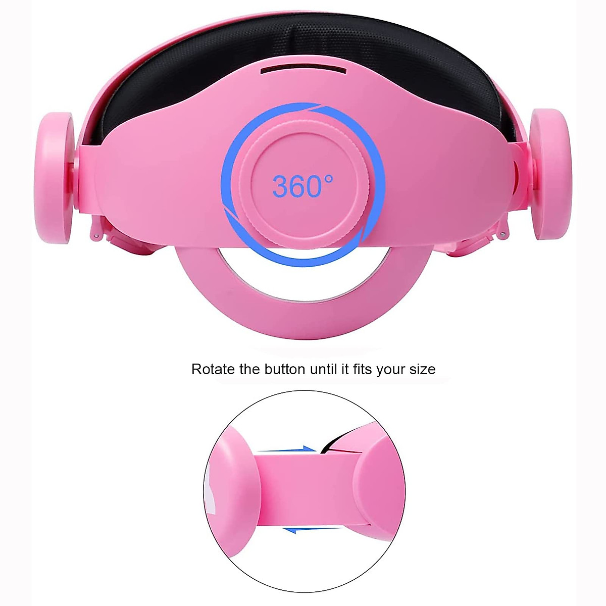 HUAYUWA Adjustable Head Strap with Head Cushion for Oculus Quest 2 VR Accessories, Replacement for Elite Strap Comfortable Protective Headband Enhanced Support and Reduce Head Pressure in VR, Pink