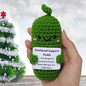 Handmade Emotional Support Crochet Pickled Cucumber Gift, Cute Pickled Cucumber Knitting Doll, Christmas Pickle Ornament (3pcs-e)