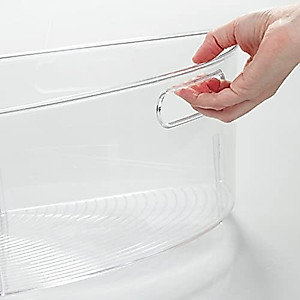 mDesign Kitchen Cabinet Plastic Lazy Susan Storage Turntable Organizer Bins w/Built-In Handle - Large Triangle Corner Dividers for Pantry - 1/4 Wedge, 6" Deep - Ligne Collection - 4 Pack - Clear