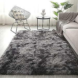 Soft Fluffy Area Rug,Super Cozy Plush Shaggy Rug for Living Room Bedroom Home Decor, Fuzzy Carpet for Kids Girls Nursery Dorm (Dark Gray, 4x6 Feet)
