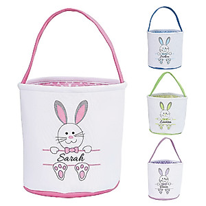 GosilenceWa Personalized Easter Basket for Girls Boys Kids with Name Large Custom Easter Baskets for Eggs Candy Gifts pink One Size