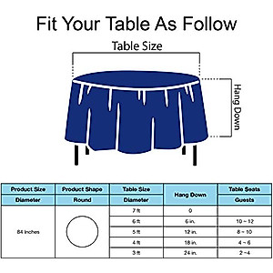 Royal Blue Plastic Tablecloths 2 Pack Disposable Table Covers 84 Inches Circle Shower Party Tablecovers PEVA Vinyl Dark Table Cloths for Parties Birthdays Weddings Banquet's 6 ft Round Table Use