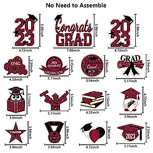 Tifeson Graduation Decorations 2023 Maroon - 36 PCS Graduation Party Supplies, Congrats Grad Hanging Swirls Decorations, High School College Graduation Party Decorations Class of 2023 Decor