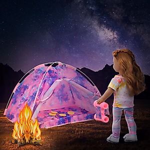 ZITA ELEMENT 11 Items 18 Inch Doll Accessories Camping Tent Set - Including Doll Camping Tent Clothes Set Binoculars Campfire Chocolate Compressed Biscuit