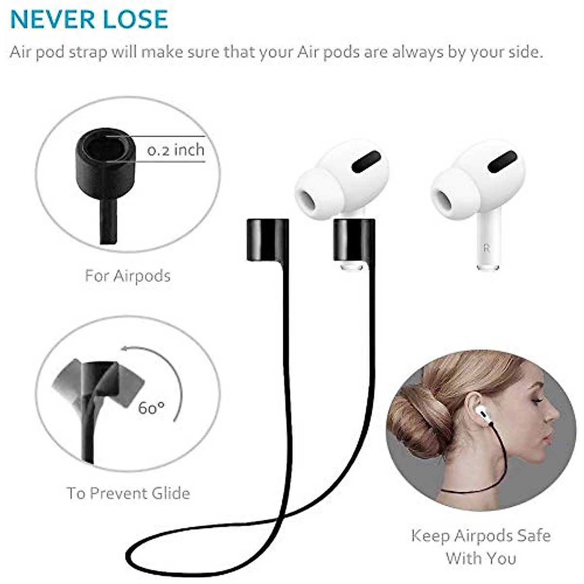 for Airpods Pro Case Black, 12in1 Kit Silicone Accessory Set Protective Cover for AirPods Pro 1st Generation with Watch Band Holder/Ear Hook/Ear Hangers/Ear Tip/Strap/Ring/Keychain/Brush/Carrying Box