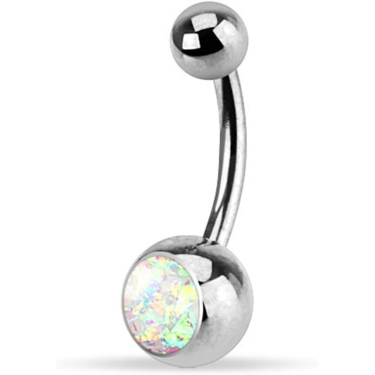 FIFTH CUE 14G Opal Glitter Set 316L Surgical Steel Belly Button Rings
