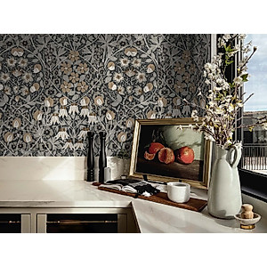 NextWall Tulip Garden Floral Peel and Stick Wallpaper (Wrought Iron & Chamois)