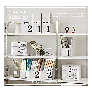 4 Pack Magazine File Holder Magazine Organizer, Magazine Storage Box, Large Volume Magazine File Organizer as Book Bins or Folder Holder for Desk (White) (7.48*9.65*11.42 inch/18.9*24.5*29 cm)