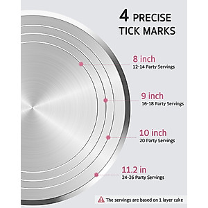 Syntus Aluminum Alloy Revolving Cake Stand, 12 Inch Cake Turntable for Decorating Super Smooth and Quiet Rotation Cake Decorating Stand for Party Wedding, Bright Silver Base