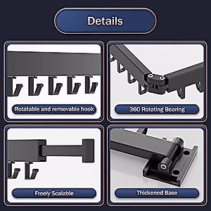 ZdwCyl Clothes Drying Rack,Laundry Drying Rack Wall Mount, Space Saver Clothes Rack,Retractable,Collapsible(Tri-Fold), for Balcony,Laundry,Bathroom, Dark Grey Color,3z-g02