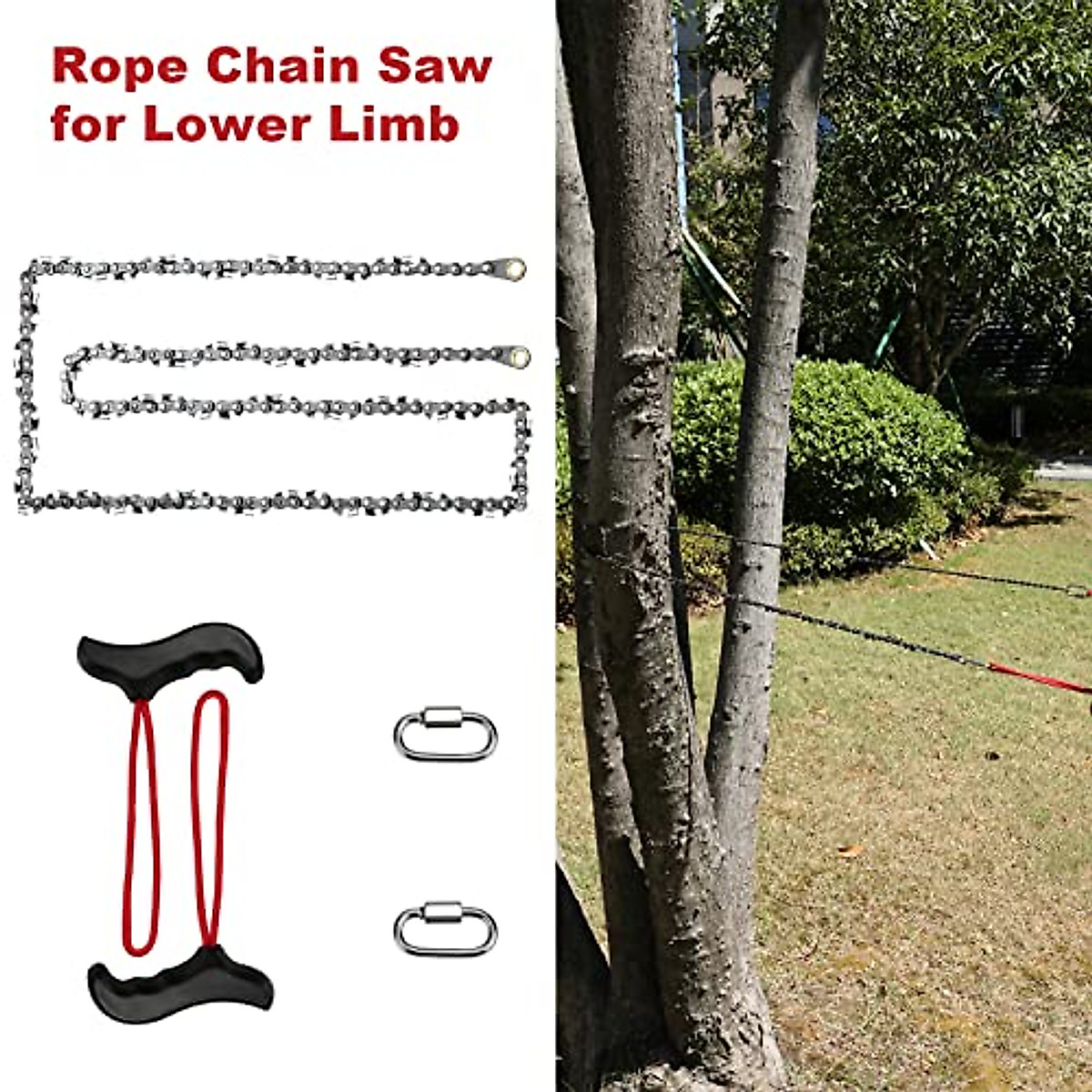 Rope saw PANGZHENG 55 Inch High Reach Tree Limb Hand Rope Saw, 70 Sharp Teeth Blades on Both Sides,Rope saw tree saw high limb Pocket Chainsaw, Tree Limb Saw, Rope Chainsaw