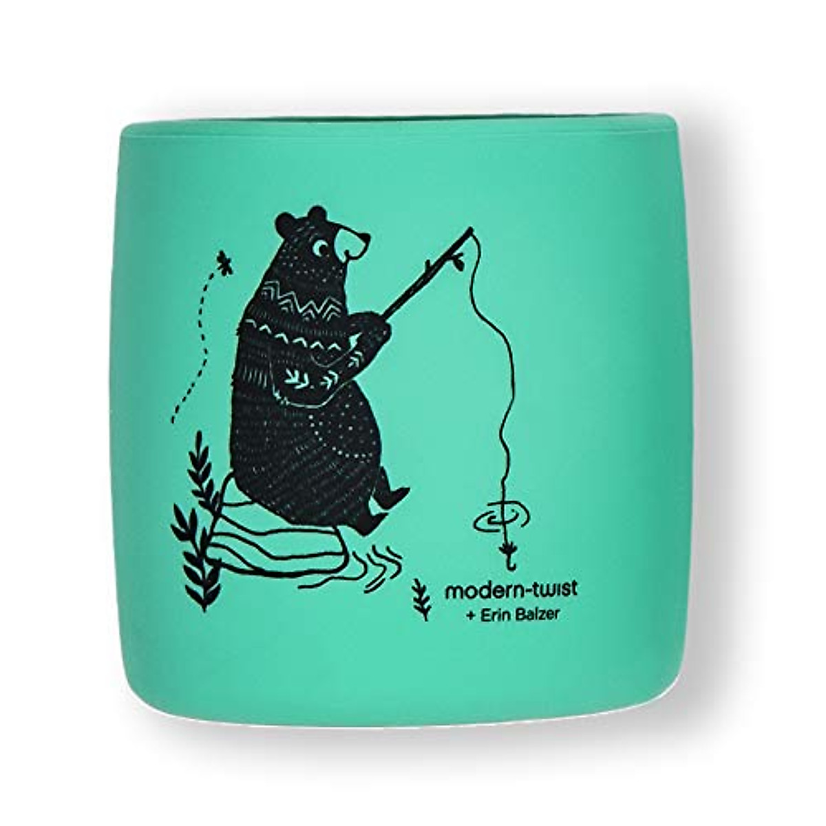 modern-twist Sip Set, Food-Grade Silicone, Waterproof, Dishwasher, Freezer Safe, Reusable Cups – Green Bear Family, Pack of 2