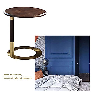 Articles for daily use Side Table Living Room Coffee Table, C Shaped Retro Accent Snack Table Side Table Coffee Table, Sofa Bed Wood Look Coffee Laptop Table, Walnut Wood