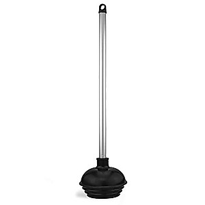 RIDGID 59787 Model K-3 Toilet Auger & NEIKO 60166A Toilet Plunger with Patented All-Angle Design, Heavy-Duty Toilet Bowl Plunger with Aluminum Handle, Bathroom Necessity, Black, 1-Pack
