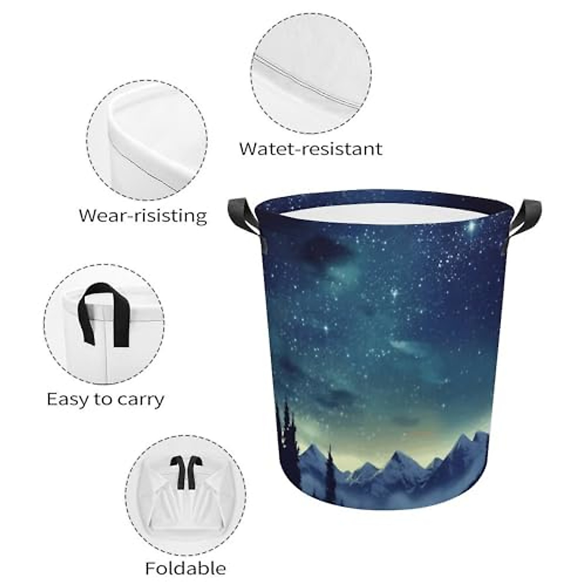 Laundry Hamper Celestial Night Sky Freestanding Laundry Basket Thickened Waterproof Collapsible Clothes Hamper Storage for Clothes Toys Dorm And Family