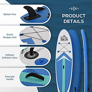 Soozier Inflatable Stand Up Paddle Board Ultra-Light Yoga SUP with Non-Slip Deck Pad, Premium Accessories, Waterproof Bag, Safety Leash and Hand Pump for Surfing, Touring and Fishing, Blue